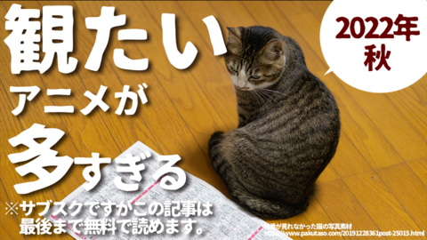 codoc | 22/11/07 アニメまとめ2022秋 ～観たいアニメが多すぎる コードク